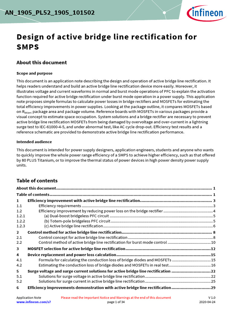 Infineon Mosfet Coolmos S7 600v Active Bridge Smps Applicationnotes V01 00 En Pdf Rectifier