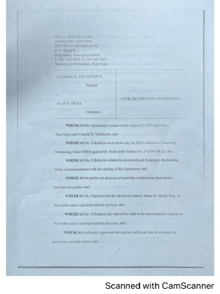 Fully Executed Civil Restraints Agreement 9-18-24 | PDF