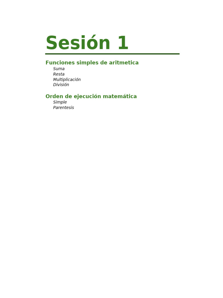 Ejercicios Guiado - Sesión 1 - Funciones Simple de Aritmetica | PDF ...