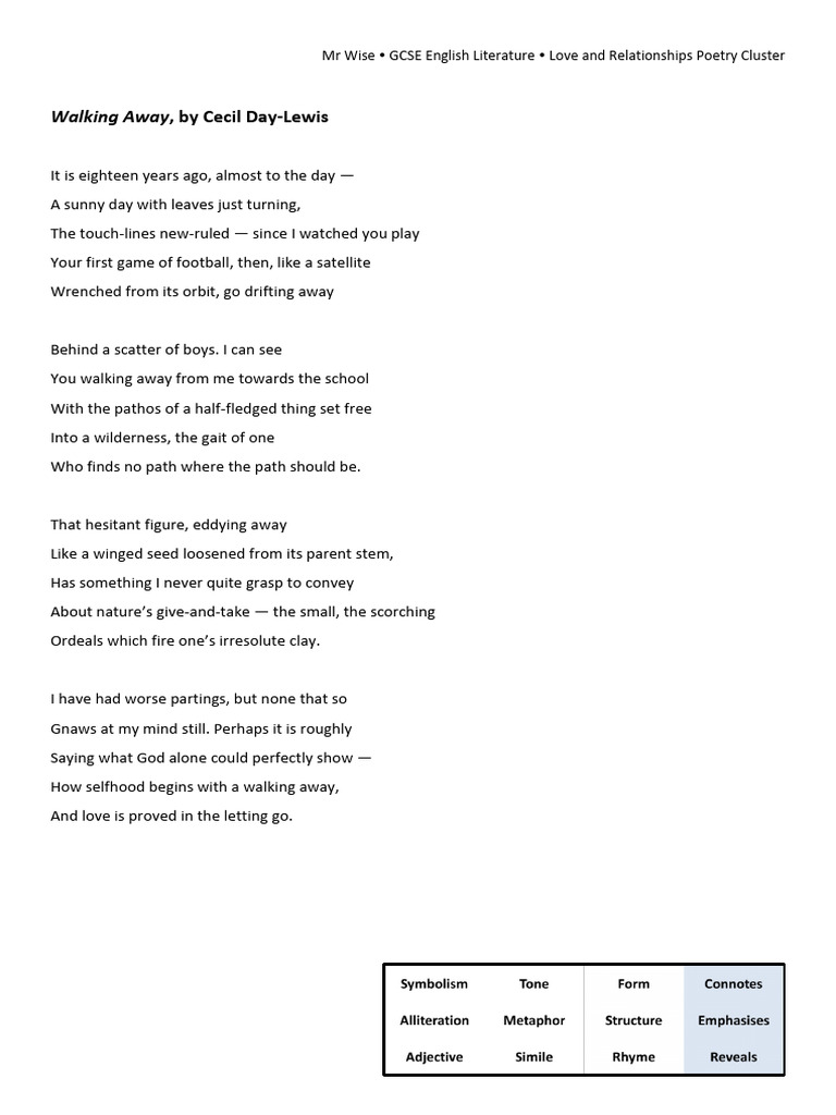 Walking Away: A Poem Analysis | PDF