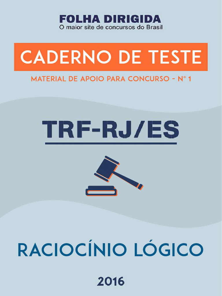 Caderno de Testes TRF RJ Es Raciocinio Logico 01 2016 | PDF