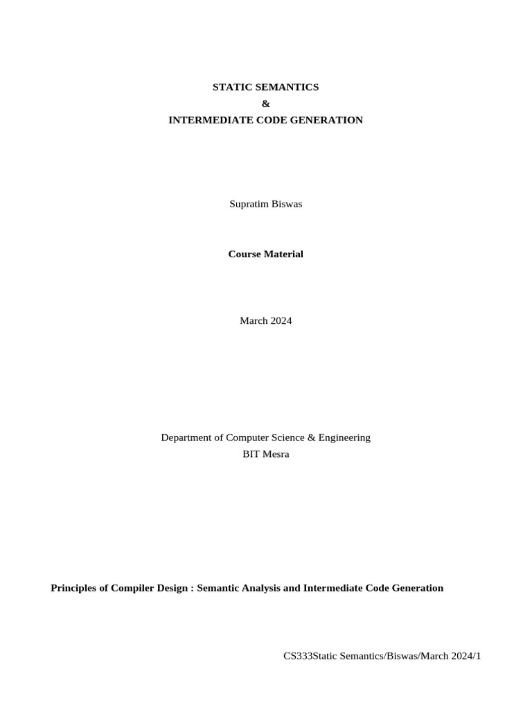 Semantics Fullset Cs333 | PDF | Compiler | Parsing