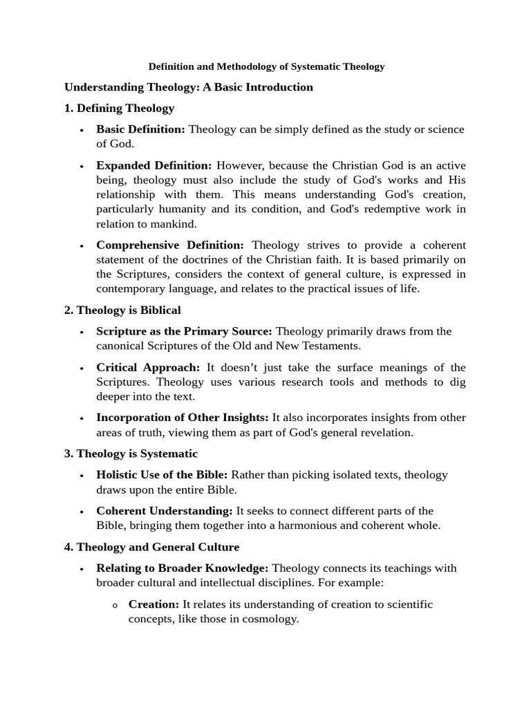Definition and Methodology of Systematic Theology | PDF | Theology | Bible
