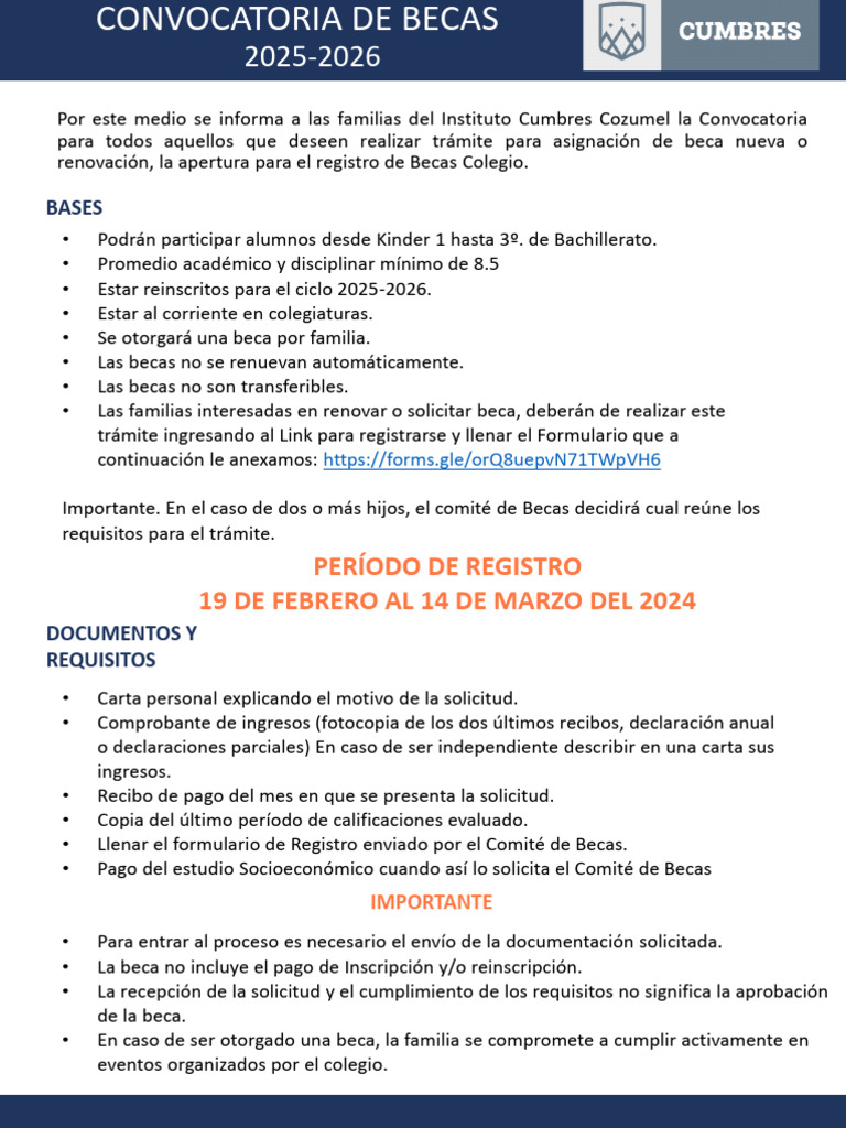 Convocatoria Becas 2025-2026 | PDF