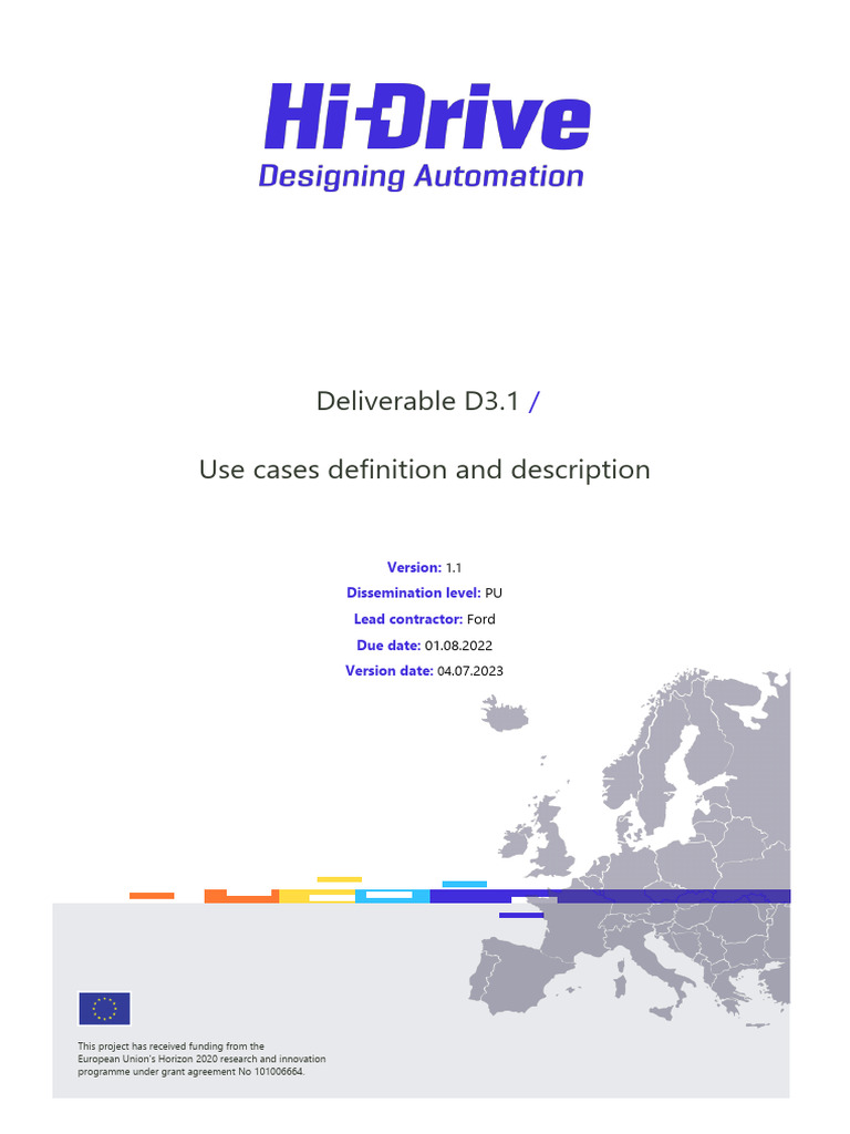 Hi Drive SP3 D3.1 Use Cases Definition and Description v1.1 | PDF | Use ...