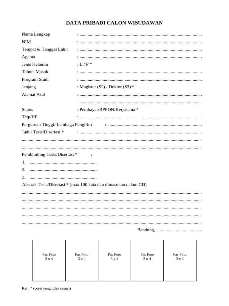 Form-Data Pribadi Calon Wisudawan | PDF