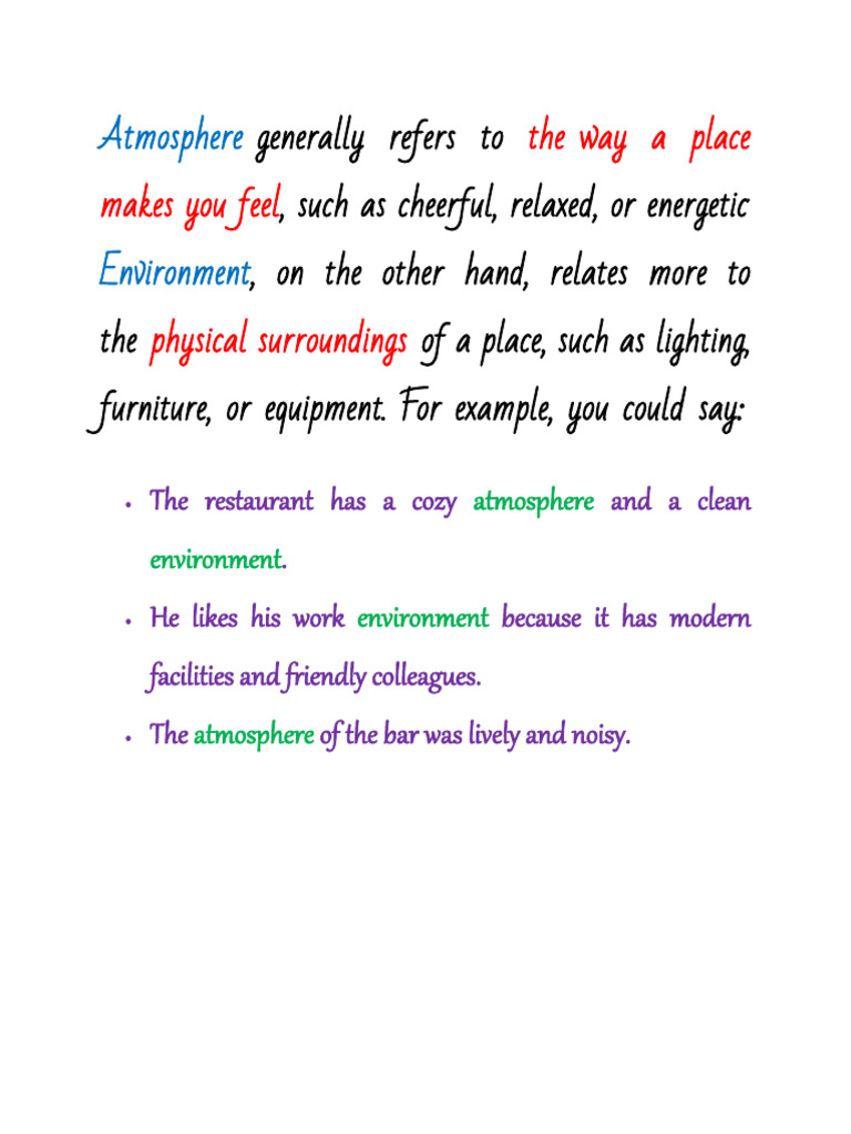 Atmosphere vs. Environment Explained | PDF