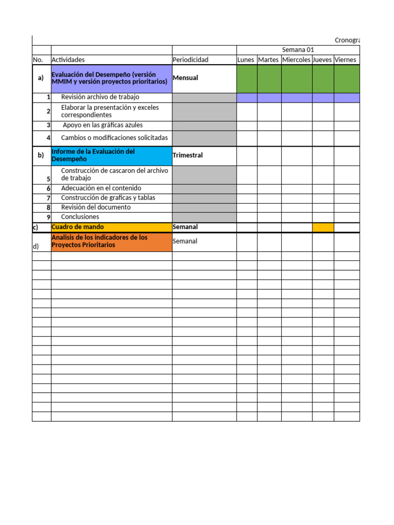 Ejemplo Cornograma Actividades | PDF
