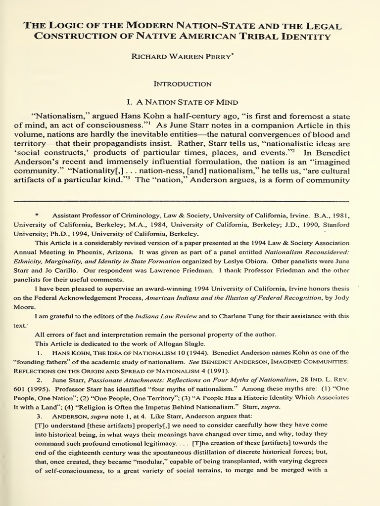 The Logic of The Modern Nation-State and The Legal Construction of ...
