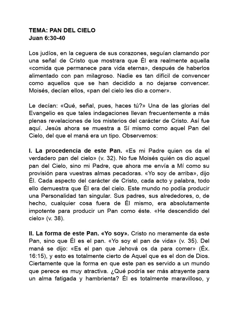 El Pan del Cielo: Cristo como Vida Eterna | PDF | Cristo (título ...