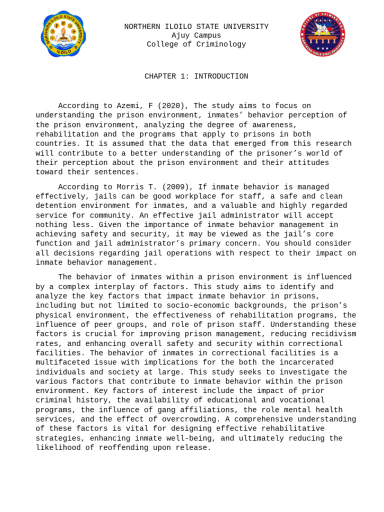Factors Affecting The Behavior of Inmates in 5th District Municipal ...