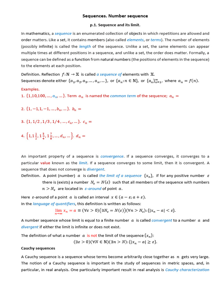 Lecture 1. Sequences | PDF | Sequence | Limit (Mathematics)