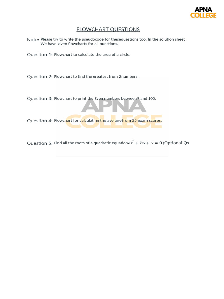 Flowchart Questions | PDF