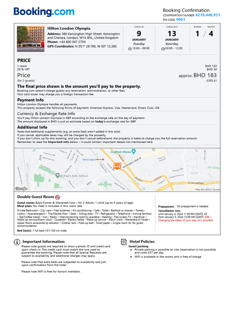 Hilton London Olympia Hotel | PDF | Payments | Exchange Rate