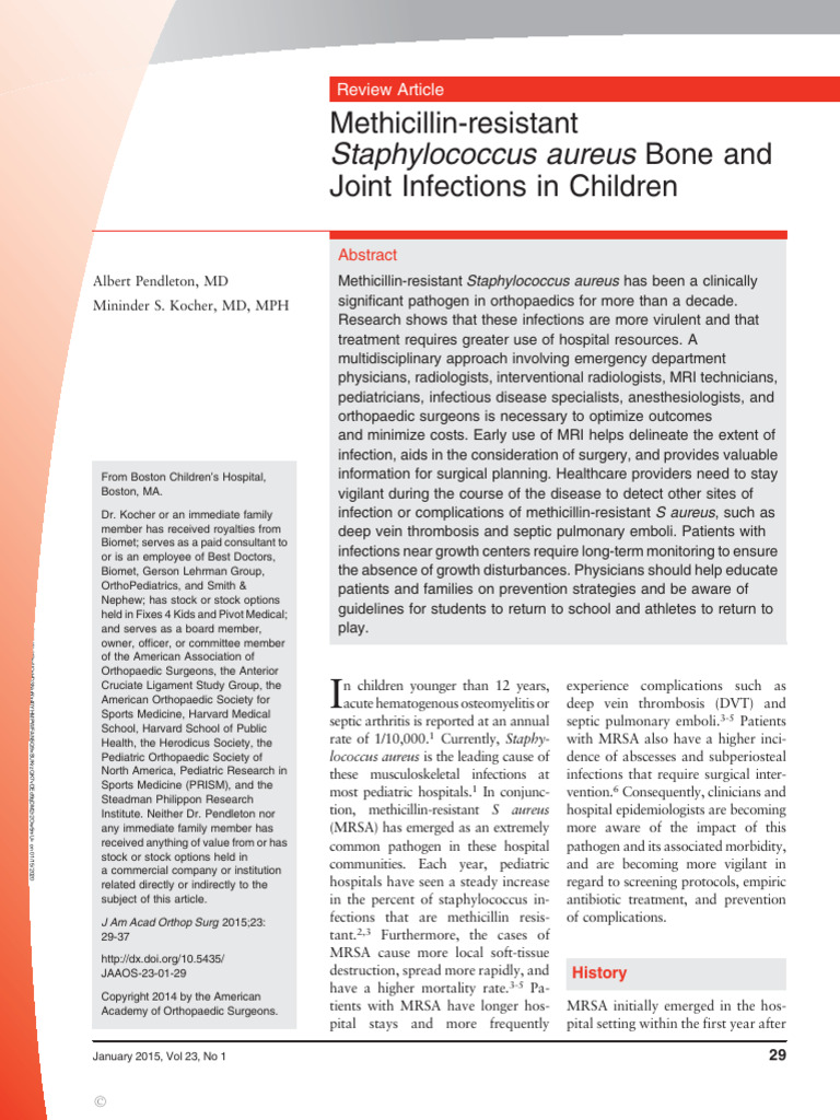 2015 - Methicillin-resistant Staphylococcus aureus Bone and Joint ...