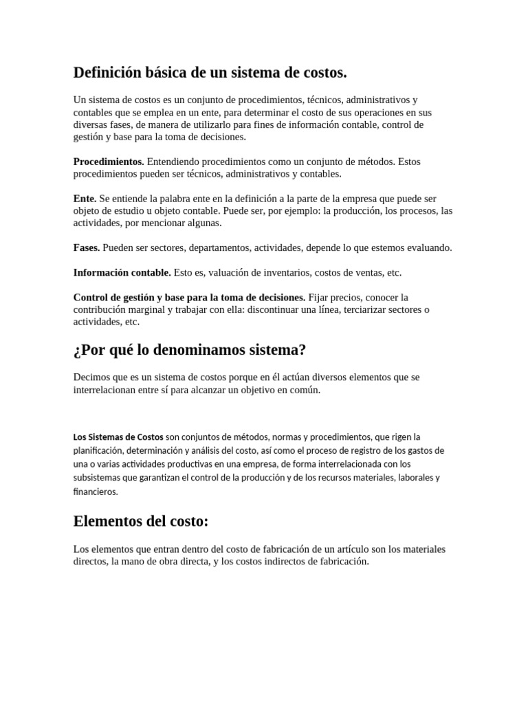 Sistema de Costos | PDF | Contabilidad | Costo
