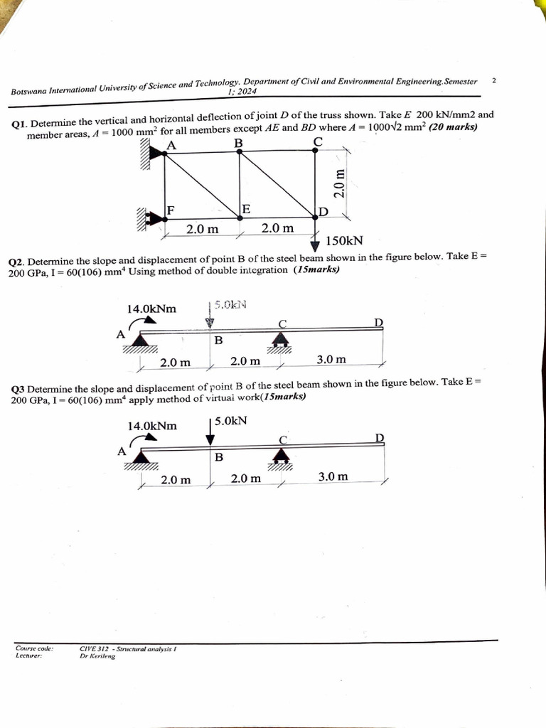 Structural Analysis Test 2 | PDF | Civil Engineering | Applied And ...