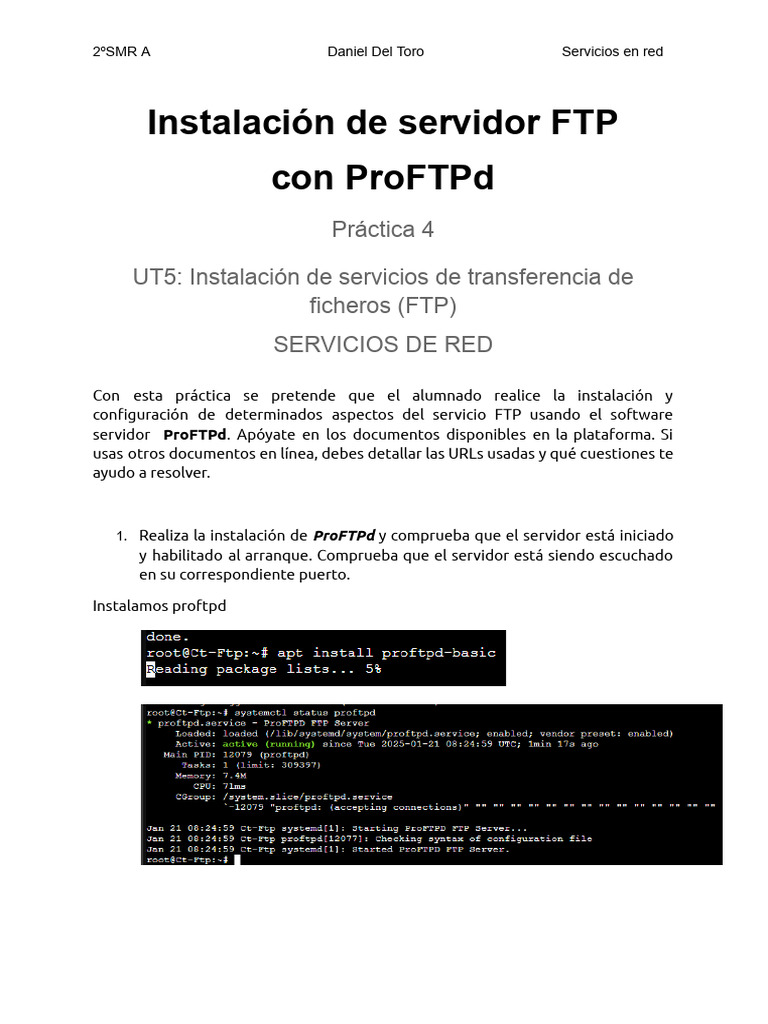 Servidor FTP Con ProFTPd | PDF | Protocolo de transferencia de archivos ...