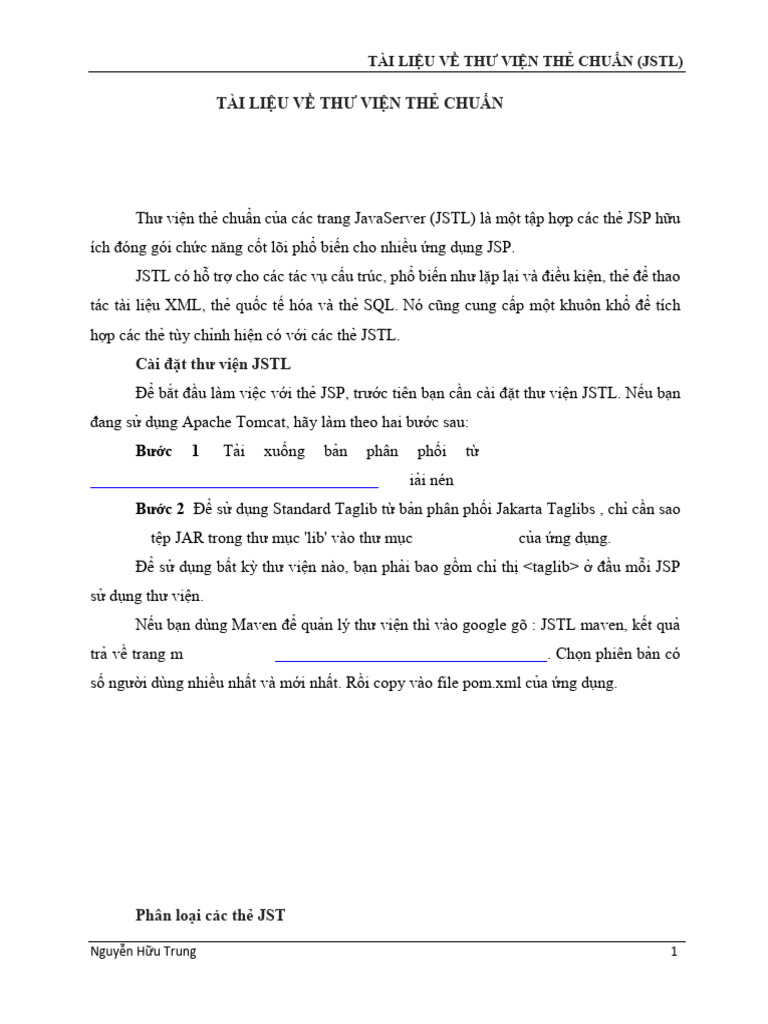 Tài liệu giảng dạy JSTL | PDF