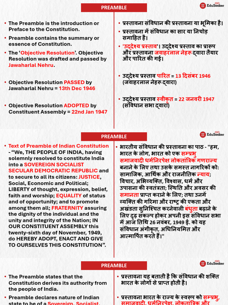 Preamble: Objective Resolution Jawaharlal Nehru Passed 13th Dec 1946 ...