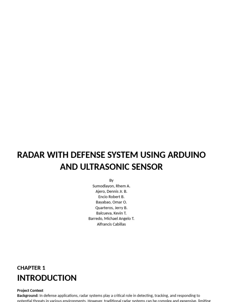 Radar With Defense System Using Arduino and Ultrasonic Sensor | PDF ...