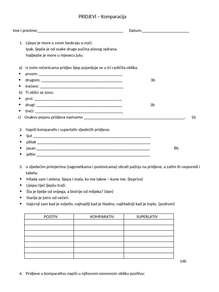 PRIDJEVI - Komparacija | PDF
