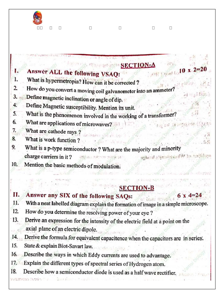 Sri Chaitanya IIT Academy Papers | PDF