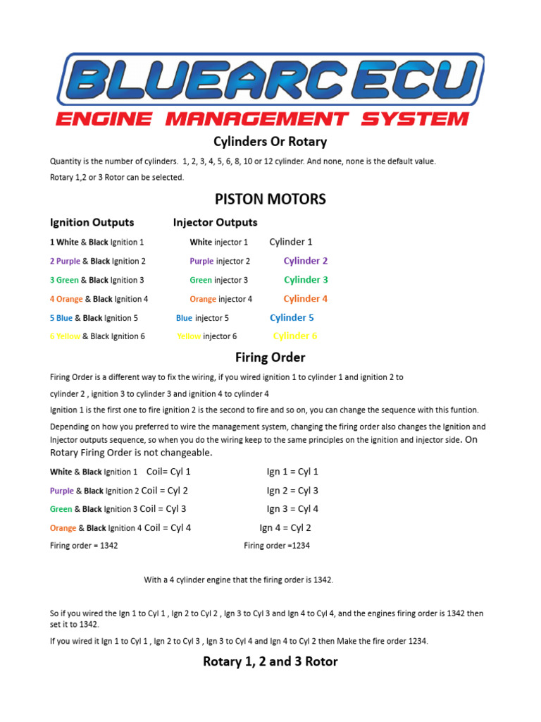 Bluearc ECU Wiring and Setup Guide | PDF | Throttle | Turbocharger