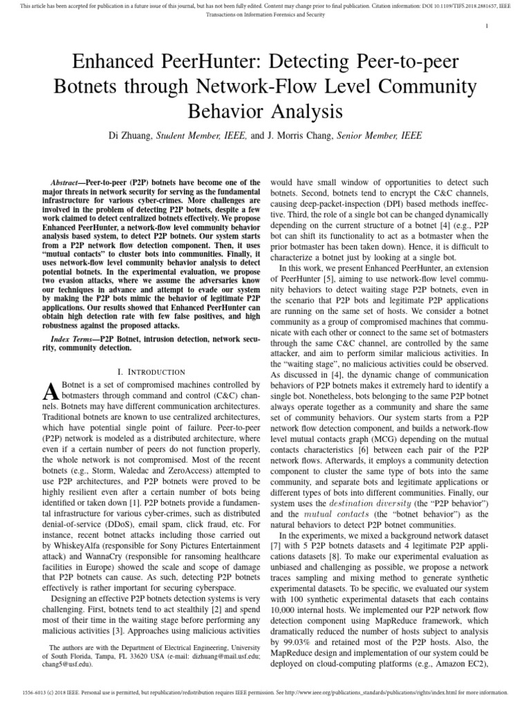 Tifs 2018 2881657 | PDF | Peer To Peer | Machine Learning