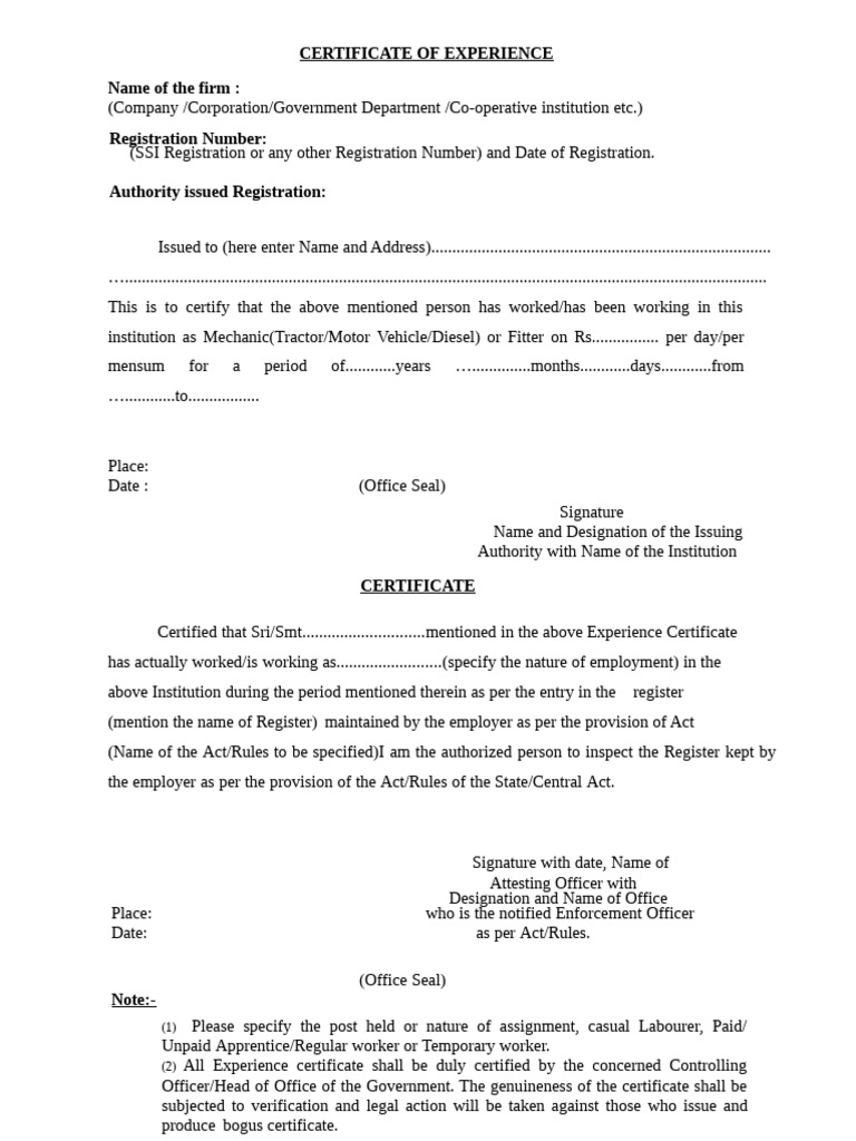 Experience Certificate | PDF
