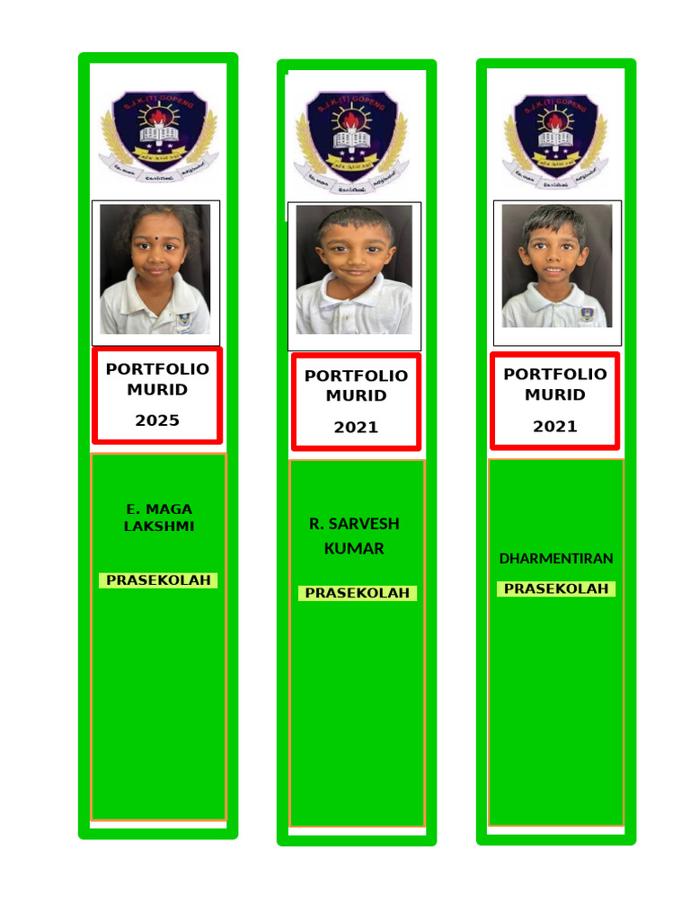 Tulang Fail Untuk Fail Portfolio Murid Pra 2025 Editable | PDF