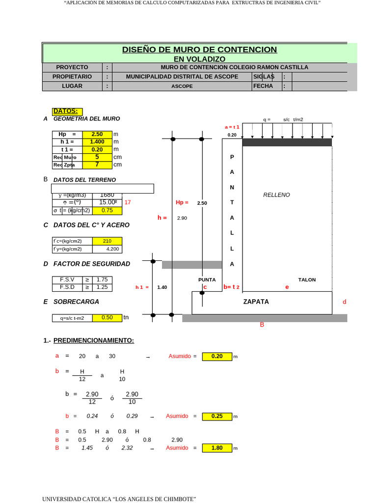 Diseño de Muro de Contención en Ascope | PDF | Ingeniero civil ...