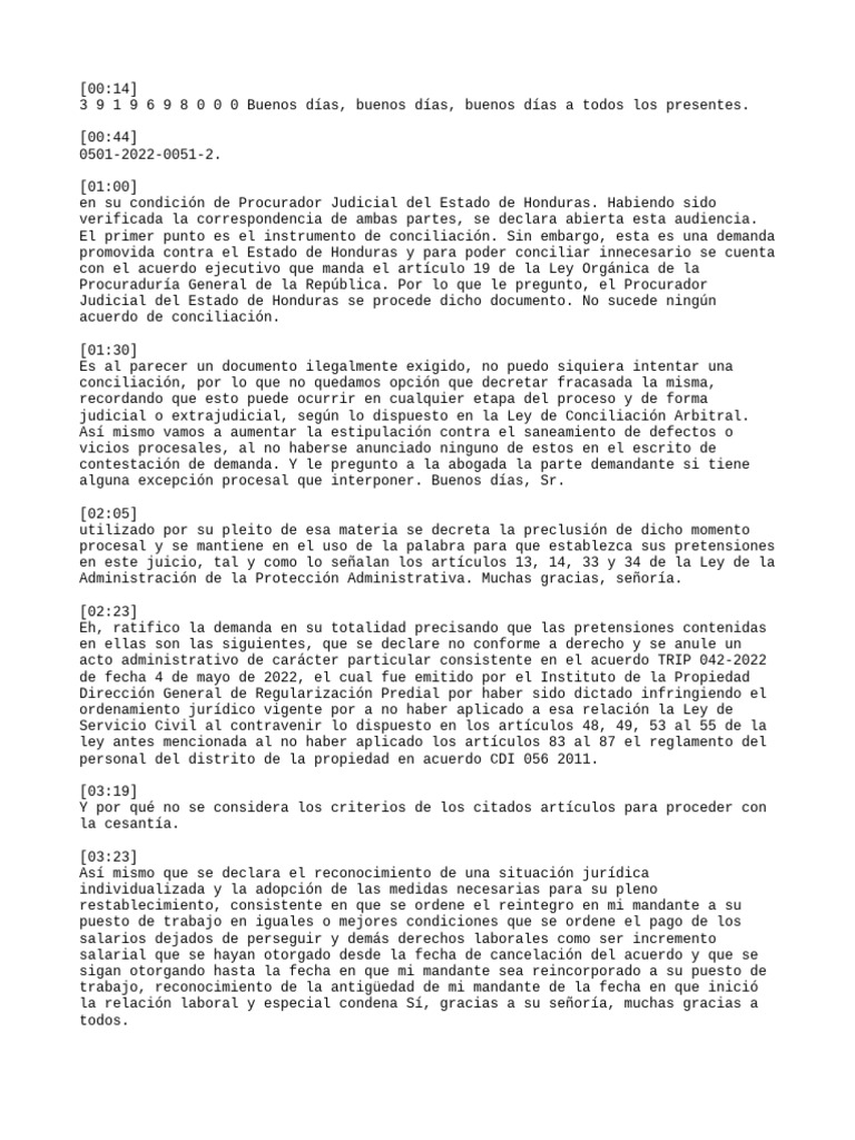 Audiencia (transcript).m4a.pdf | PDF | Demanda judicial | Regulación