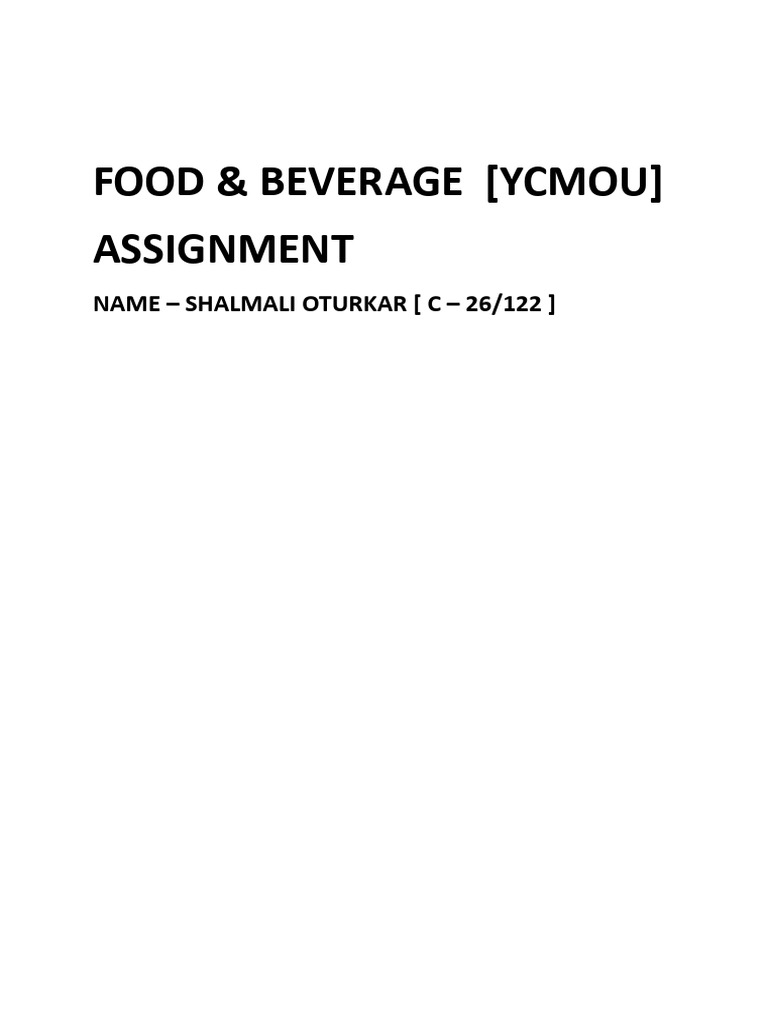 SHALMALI OTURKAR- FOOD &BEVERAGE YCMOU ASSIGNMENT | PDF | Pasta | Salad