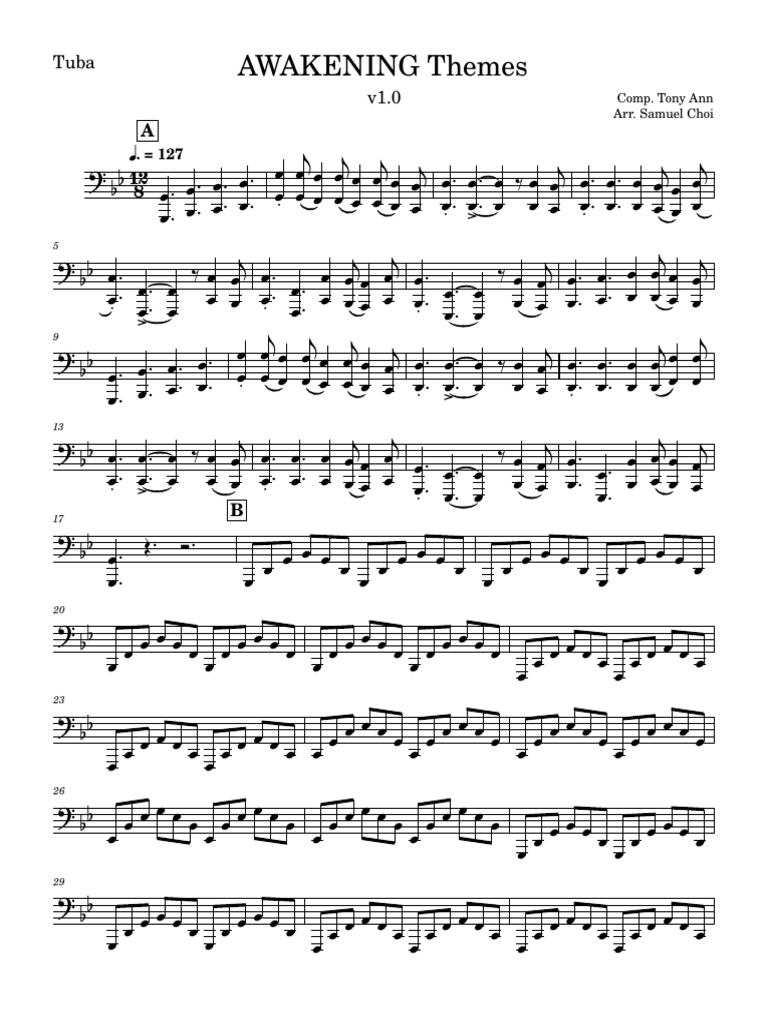 Awakening Themes Tuba | PDF