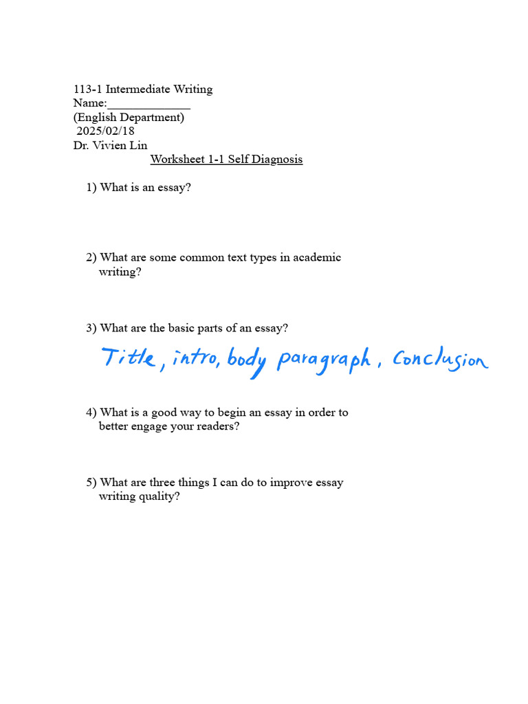 Intermediate Essay Writing Guide | PDF