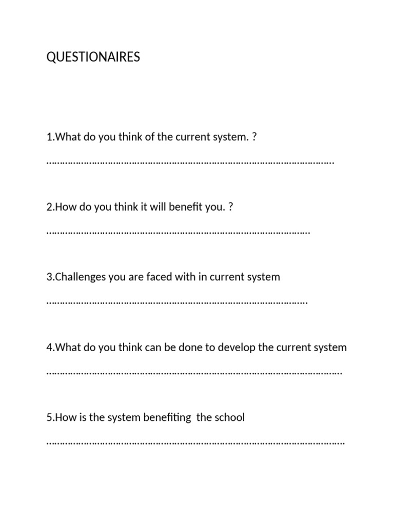 Questionaires | PDF