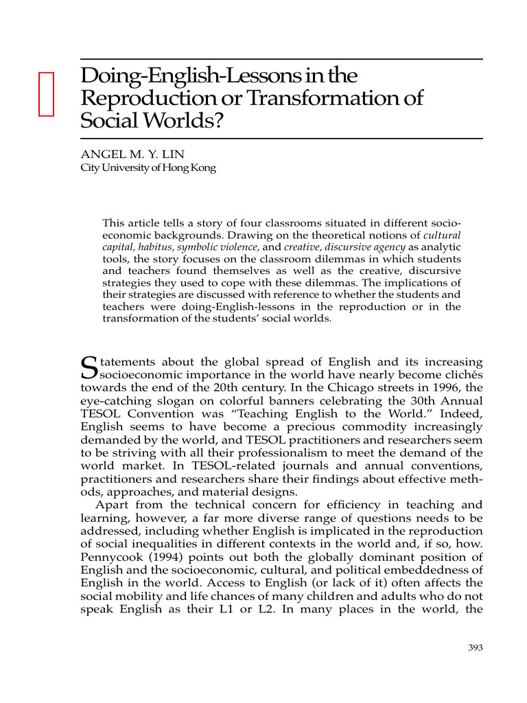 English Lessons and Social Dynamics | PDF | English As A Second Or ...