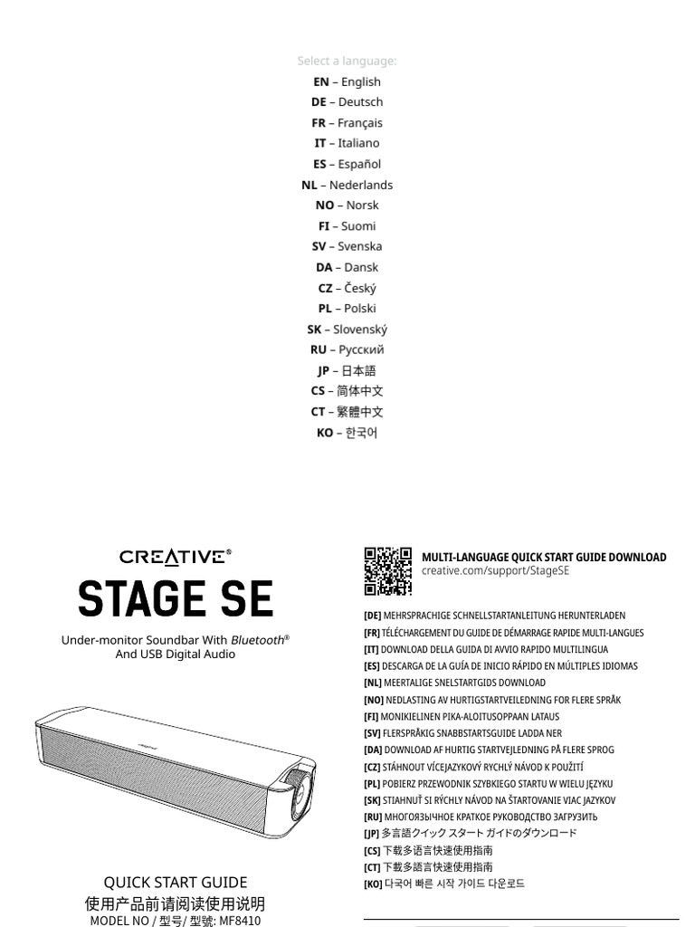 Creative Stage SE Multi-Language QSG Rev A | PDF | Computing | Computer Engineering
