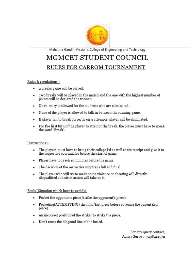 Carrom Rules Mangalam 2025 | PDF