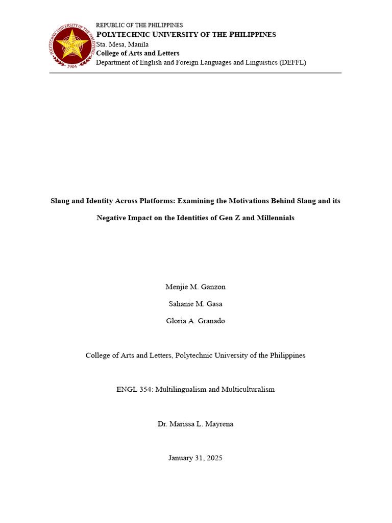 ABSTRACT | PDF | Millennials | Slang