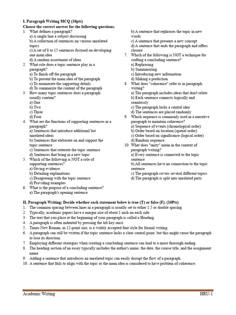 Paragraph and Essay Exercise | PDF | Paragraph