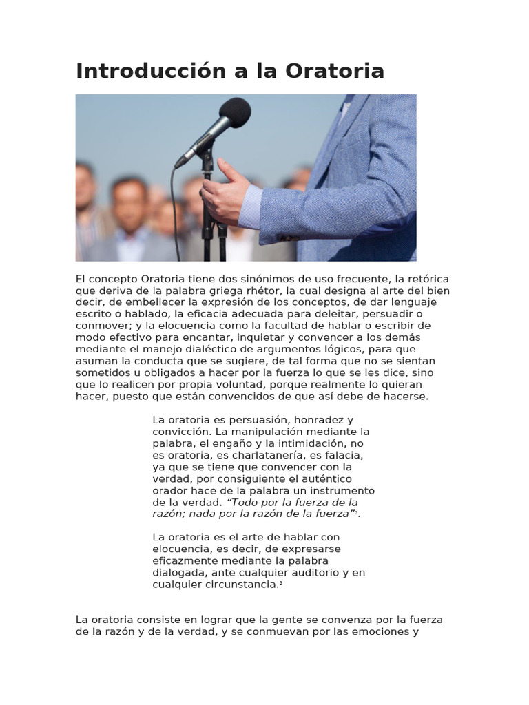 Introducción a la Oratoria Eficaz | PDF | Hablar en público | Verdad