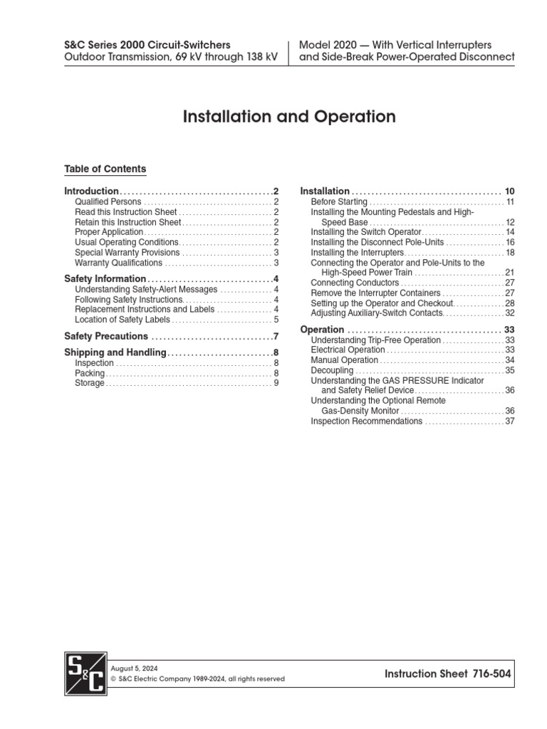 SandC Series 2000 Circuit Switcher | PDF | Fuse (Electrical) | Electricity