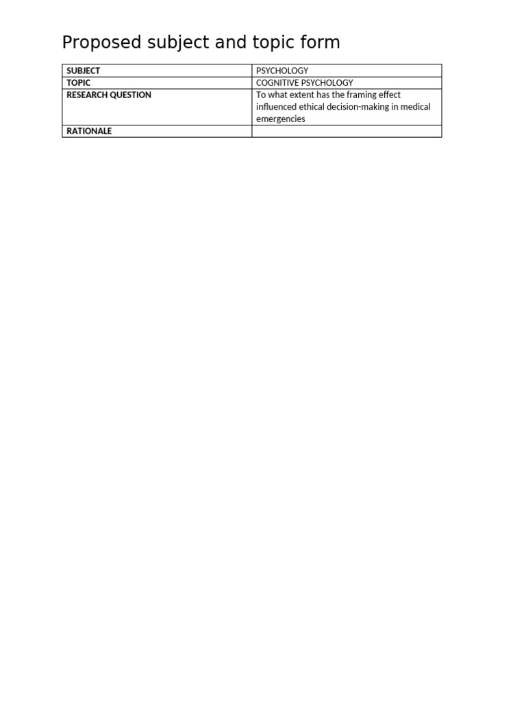 EE Subject and Topic Form | PDF
