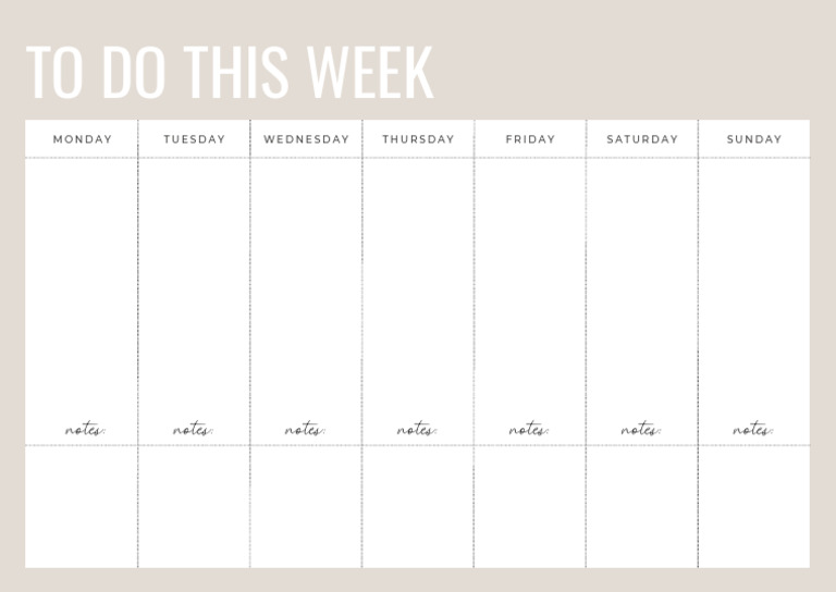 Weekly Task Planner Template | PDF