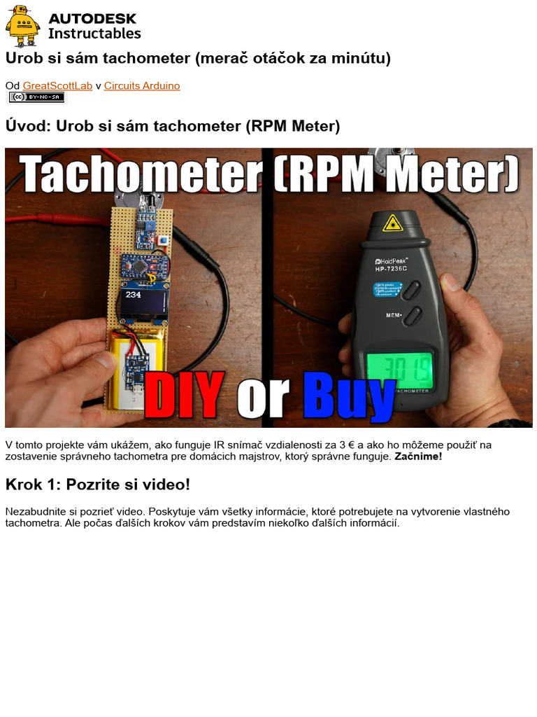 Urob Si Sám Tachometer (RPM Meter) - 5 Krokov - Pokyny | PDF