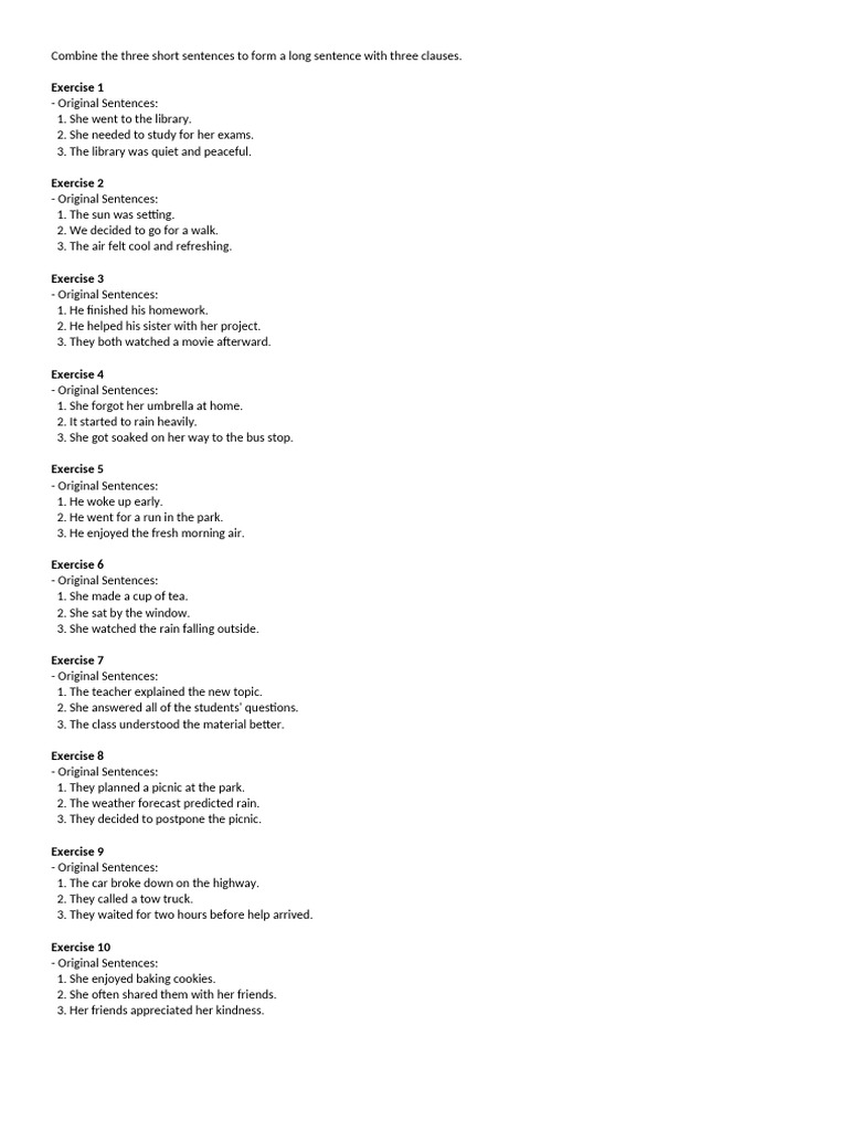 Sentence With THREE CLAUSES Exercise (Students' Copy) | PDF