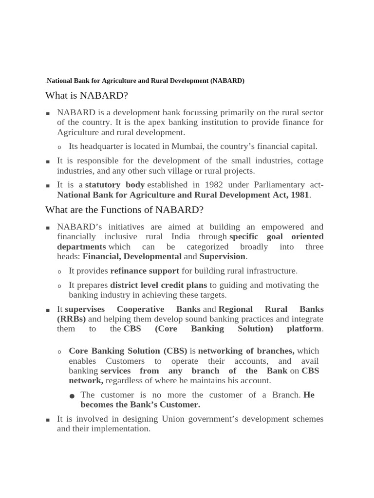 NABARD | PDF | Reserve Bank Of India | Economies