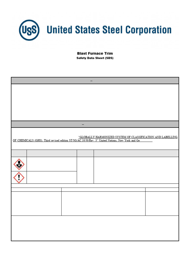 Blast Furnace Trim Safety Data Sheet | PDF | Dangerous Goods | Silicon ...